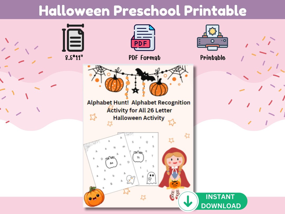 Preschool Pre-k + Kindergarten Learning Alphabet Worksheet, Halloween ...