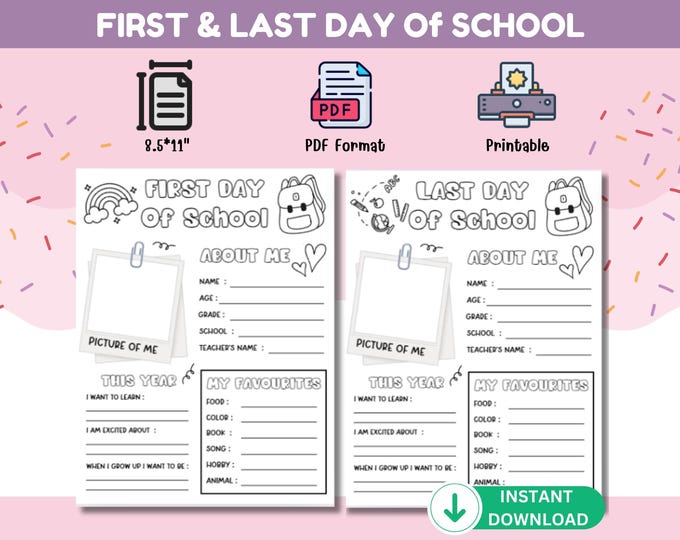 Printable First and Last Day of School Keepsake Worksheet, Back to ...