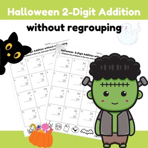 Morning Activity Adding Two Digit Without Regrouping, Therapy Halloween ...