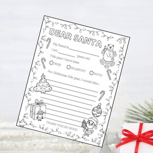 Letter to Santa Coloring Page Printable, Christmas Coloring, Dear Santa ...