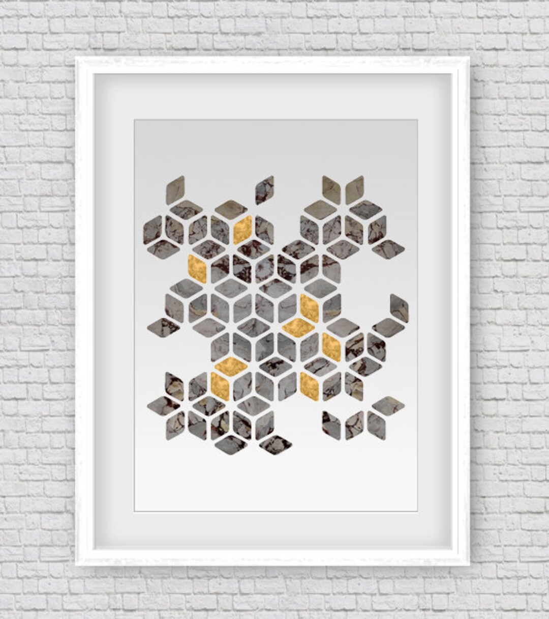 Gray Hexagon, Hexagon Art, Gray Honeycomb, Home Wall Art,marble Art, Marble Prints, Minimalist ...