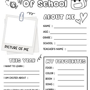 Kid's Memory Journal, Printable First and Last Day of School Keepsake ...