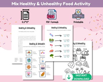 Healthy or Unhealthy Food Sorting Game, Busy Book Pages, Toddler ...