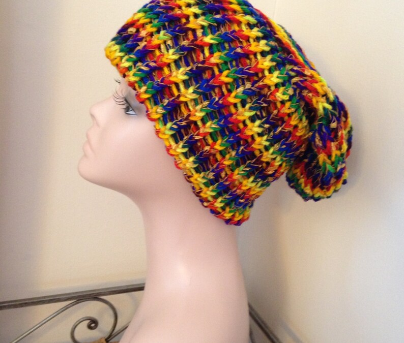 Rasta Rainbow Boho Beanie Knit Hat by Little Bohemian Heart - Etsy