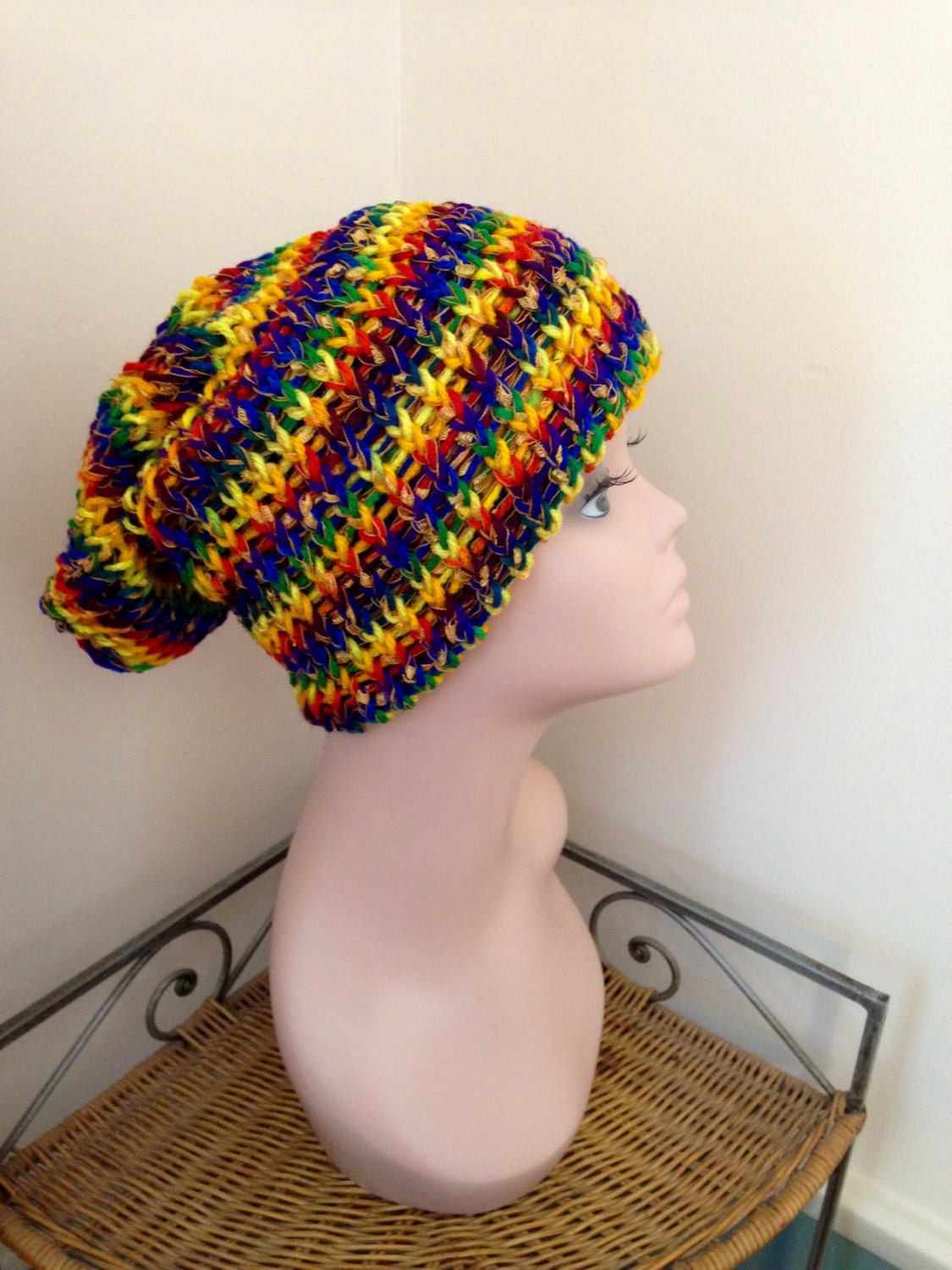 Rasta Rainbow Boho Beanie Knit Hat by Little Bohemian Heart - Etsy
