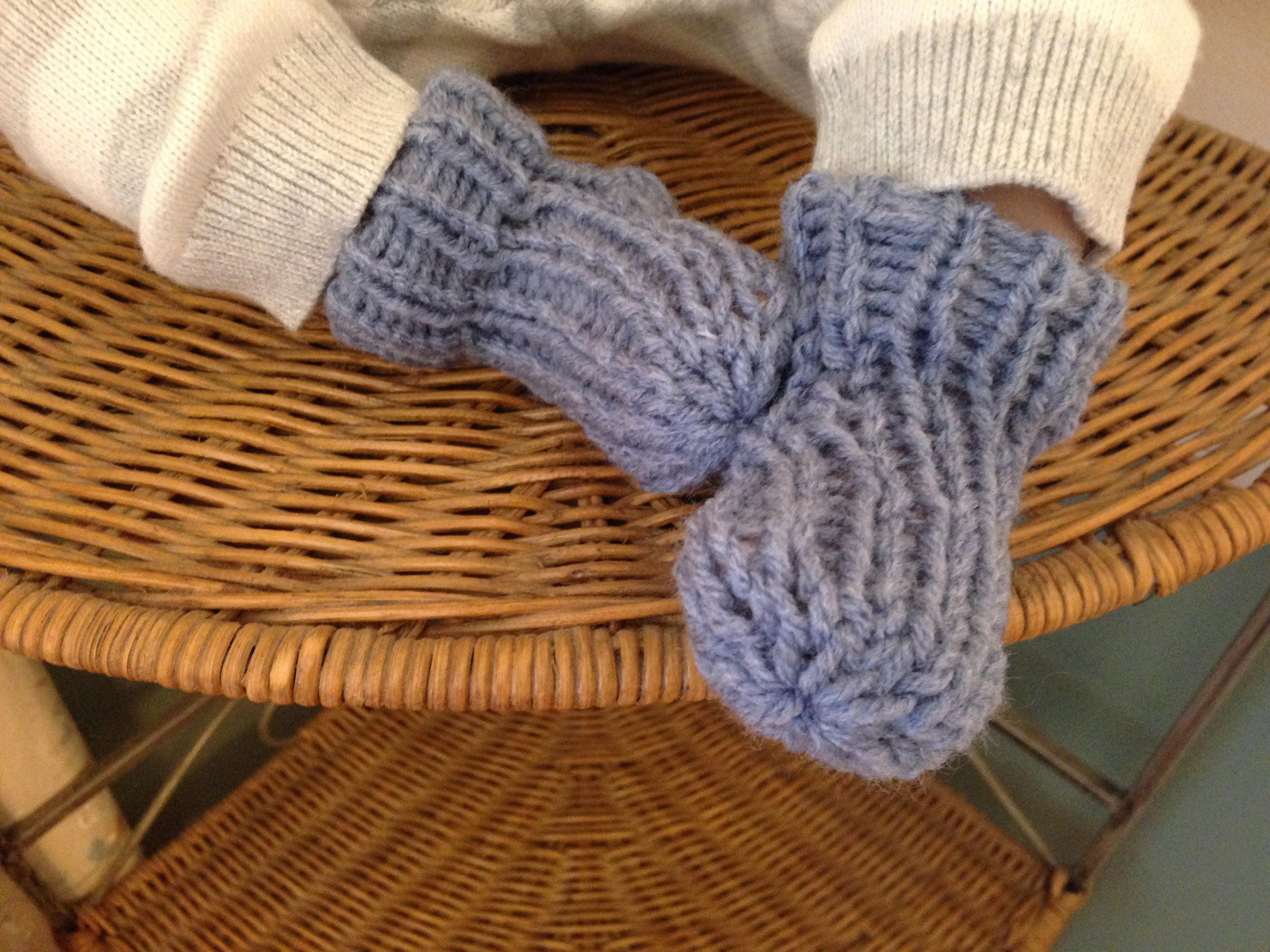 Light Blue Knit Baby Hat and Bootie Set by Little Bohemian Heart With ...