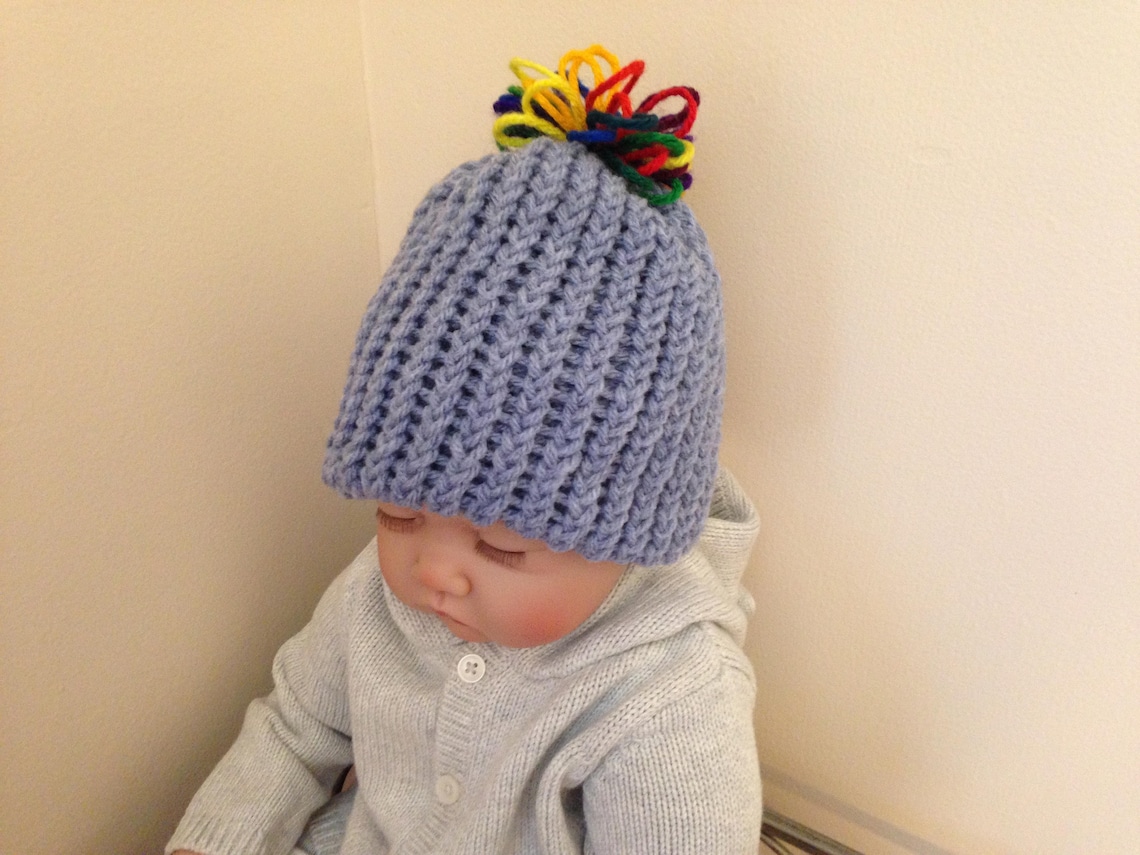 Light Blue Knit Baby Hat and Bootie Set by Little Bohemian Heart With ...