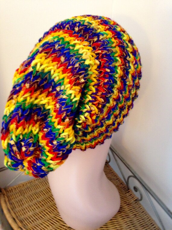 Rasta Rainbow Boho Beanie Knit Hat by Little Bohemian Heart | Etsy