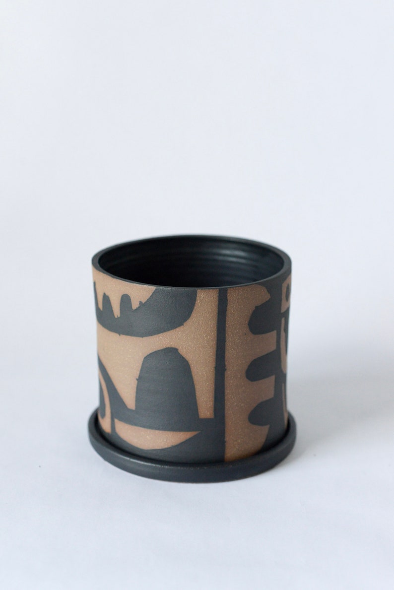 COLLAGE SHAPE Planter-with Drip Tray and Drainage Hole. Made From Brown ...