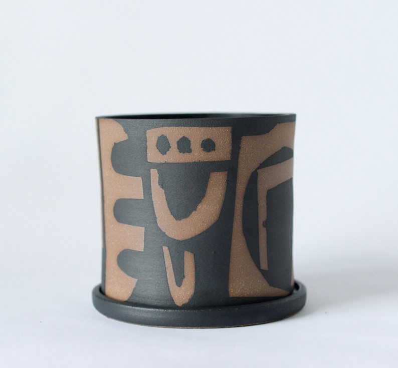 COLLAGE SHAPE Planter-with Drip Tray and Drainage Hole. Made From Brown ...