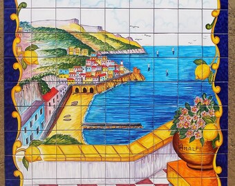 Hand Painted Italian Tile Mosaic Amalfi Coast Colorful | Etsy