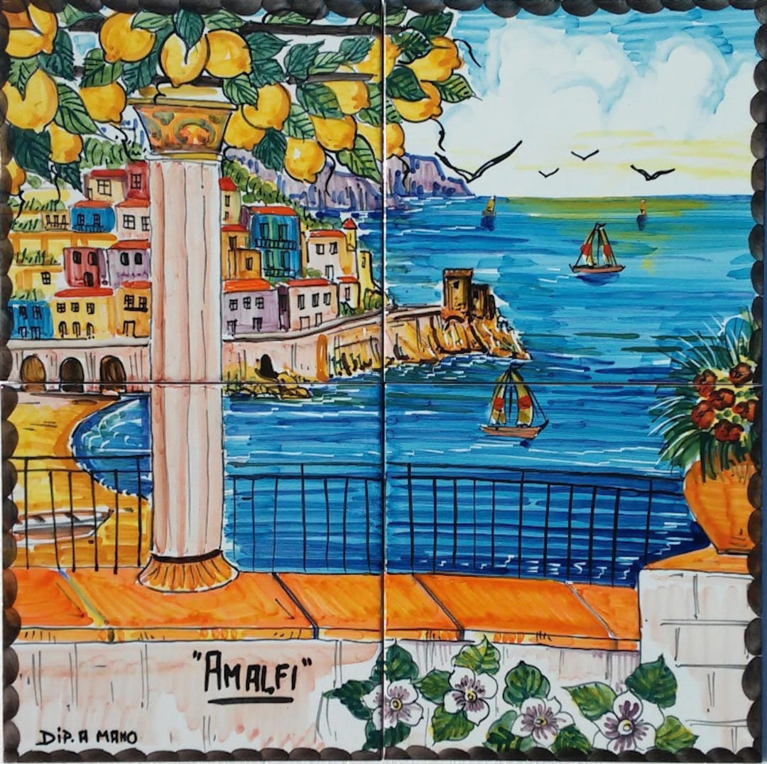 Amalfi Coast Decorative Tiles, Hand Painted Tile Murals Backsplash ...