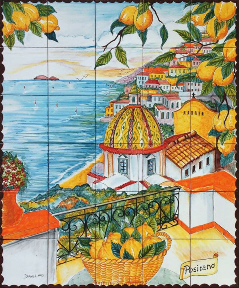 Coast of Positano Italy Wall Decor Tiles Glazed Tiles for - Etsy