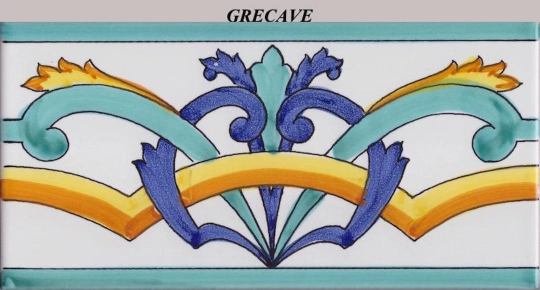 Hand-painted Italian Subway Tile Border, Decorative Ceramic Edges (set ...