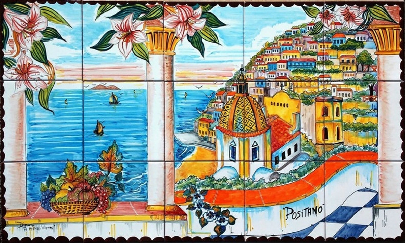 Italian Tile Murals - Positano Italy Art Tile - Hand Painted Mural ...