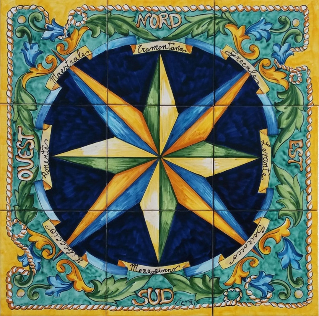 Compass Rose House Decoration, Compass Star, Aquamarine Decortiles ...