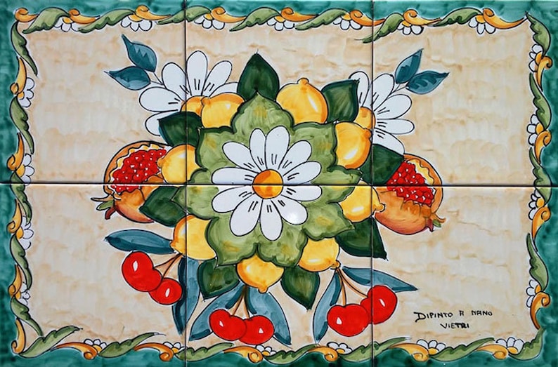 Hand Painted Tile Mural Italian Fruit Kitchen Backsplash - Etsy