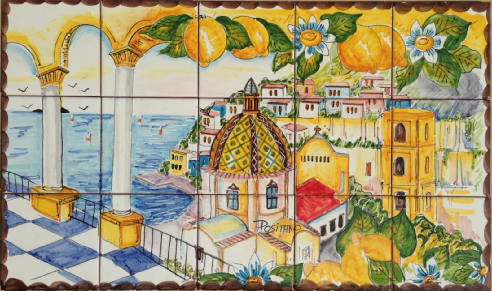 Hand Painted Italian Mosaic Tiles Positano Italy Home Bar Home Decor ...
