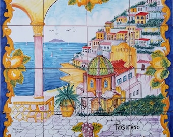 Positano Terrace Backsplash Tile Mural Painted Tiles for | Etsy
