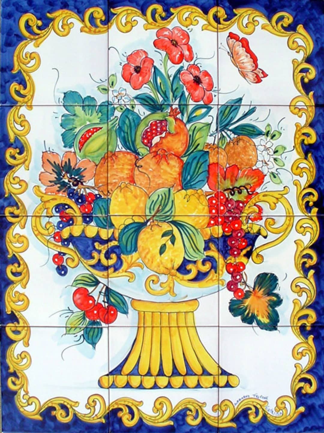 Hand Painted Tile Mural, Fruit Bowl Painting, Decorative Kitchen ...