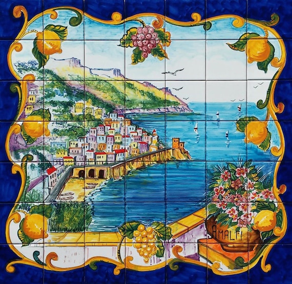 Hand Painted Italian Tile Mosaic Amalfi Coast Colorful - Etsy