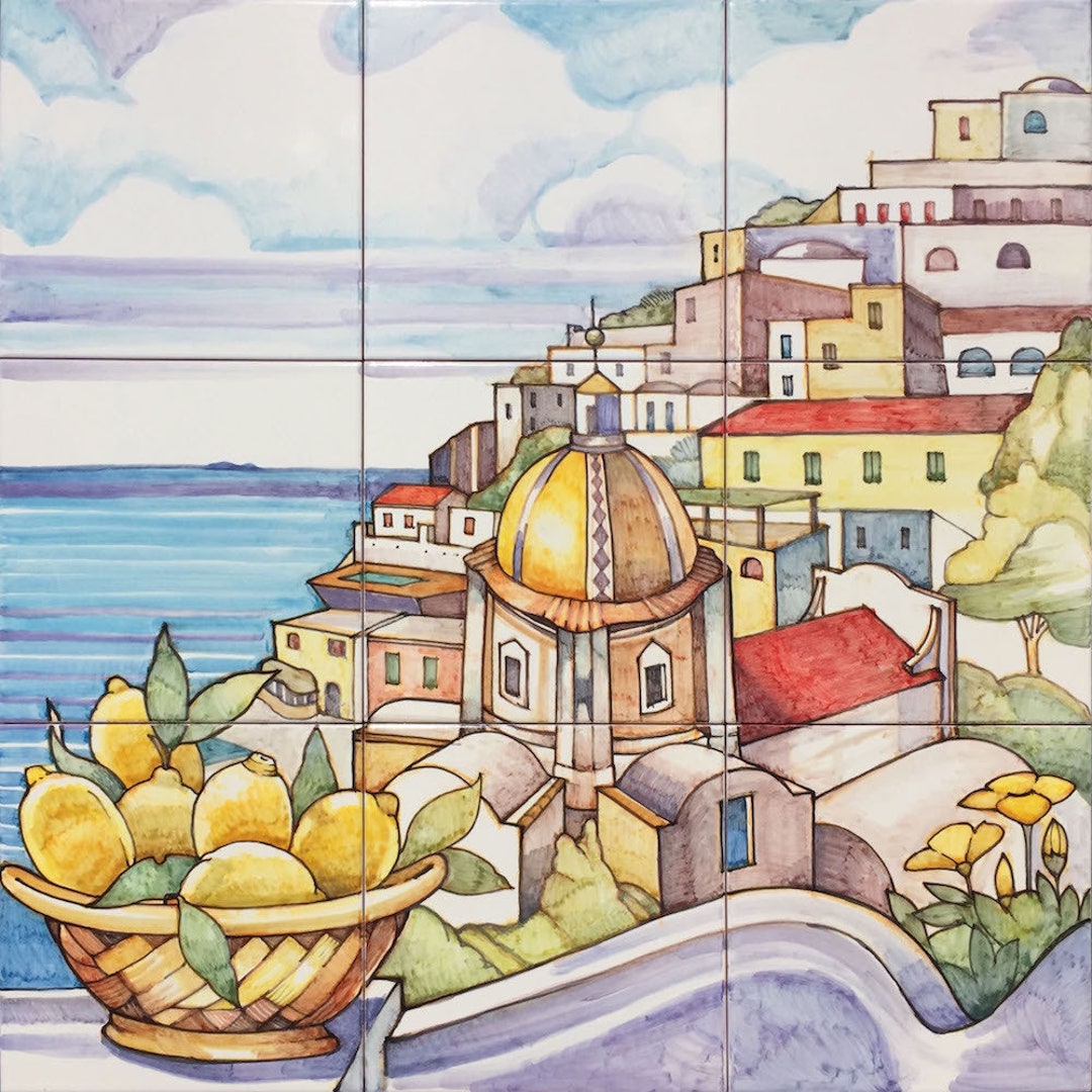 Beautiful Landscape Positano Italy, Unique Art Piece Handpainted on ...