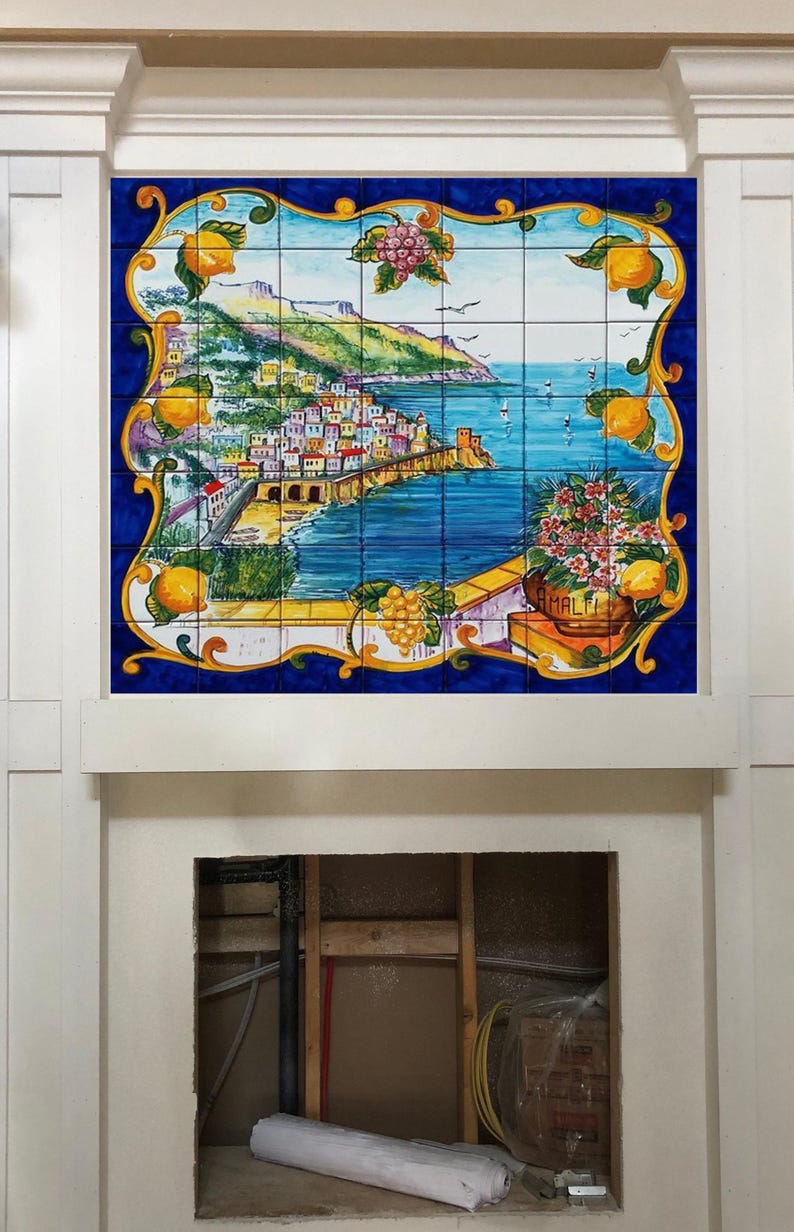 Hand Painted Italian Tile Mural – Amalfi Coast Coastal Wall Art - Etsy
