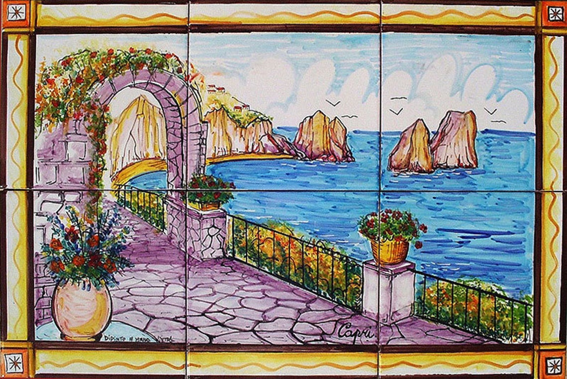 Capri Island Italy Hand Painted Italian Tiles Wall Art for | Etsy