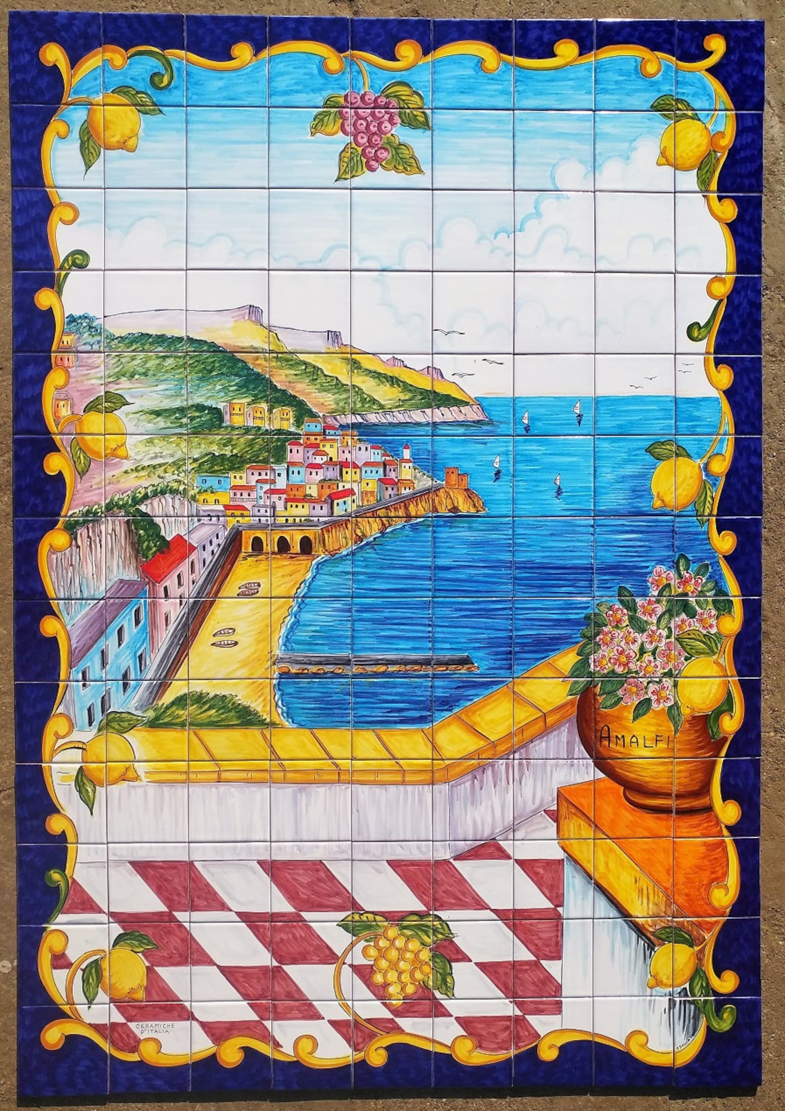 The Amalfi Coast Decor Unique Tiles Italian Home Decor Wall - Etsy