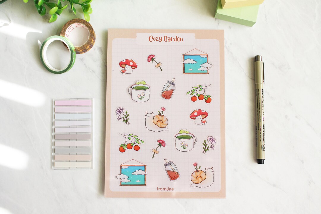 Cozy Garden Semi-transparent Sticker Sheet - Etsy