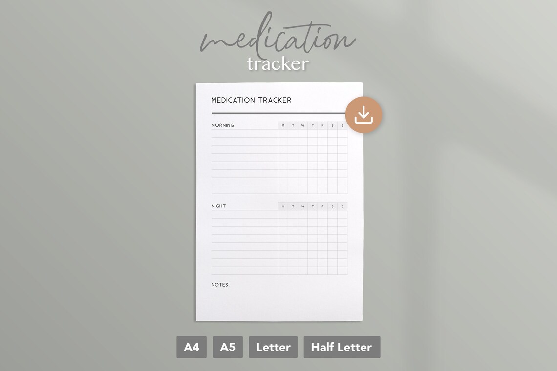 Printable Medication Tracker A4 A5 Letter Half Letter - Etsy