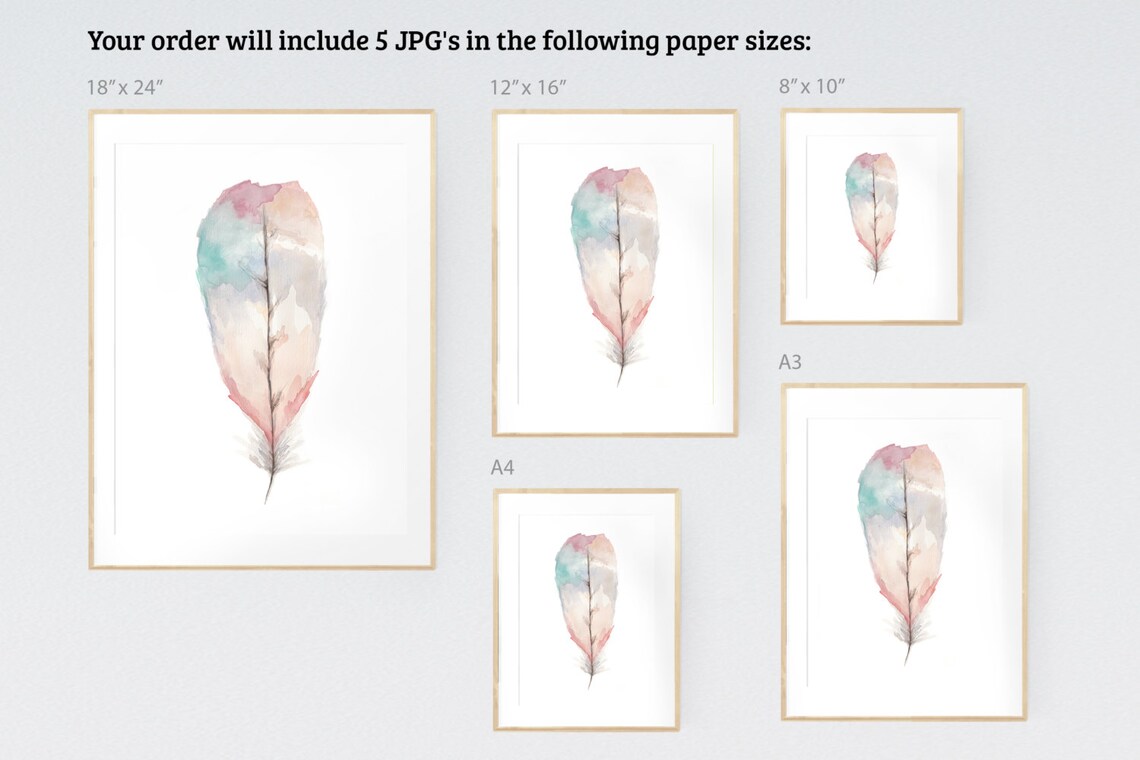 Feather Watercolor No.3 - Printable Wall Art, Feather Art, Instant ...