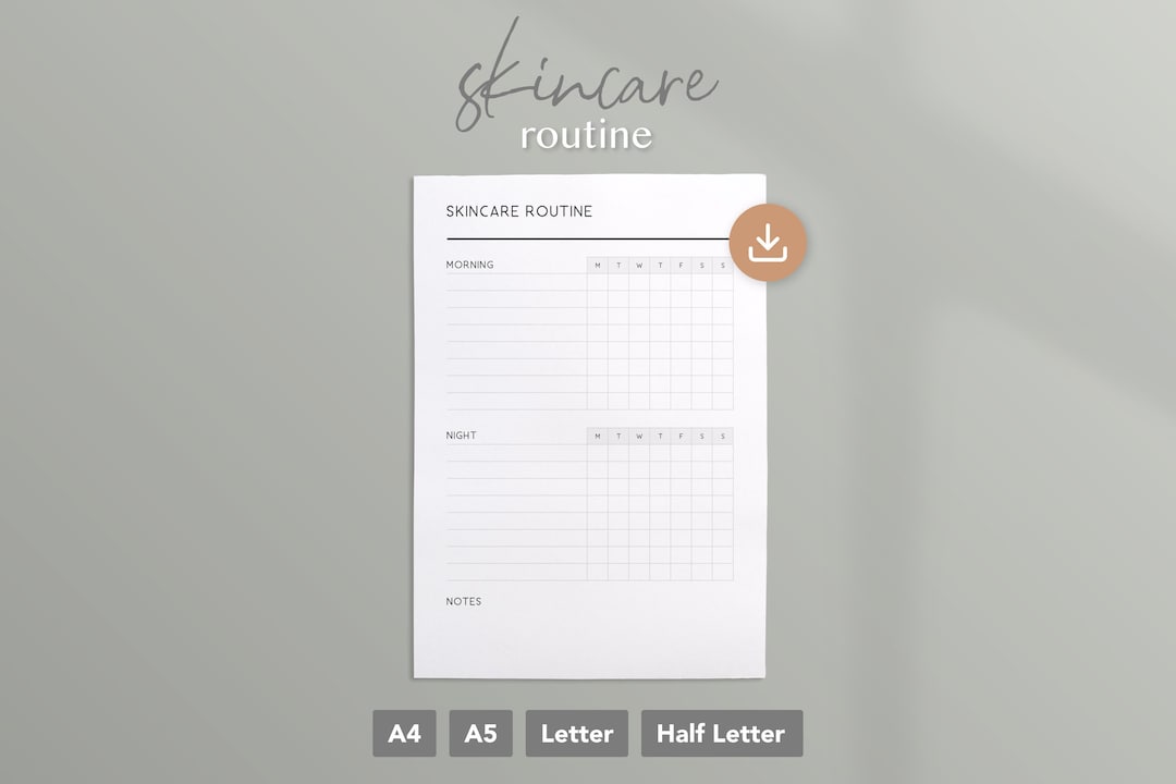 Printable Skincare Routine | A4, A5, Letter, Half Letter Planner Inserts - Etsy