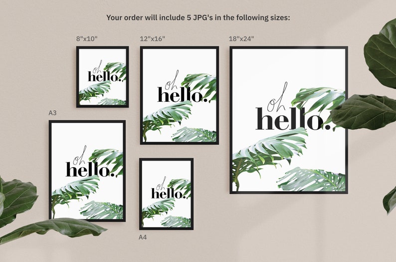 Oh Hello Poster - Printable Wall Art, Typographic Art, Instant Download ...