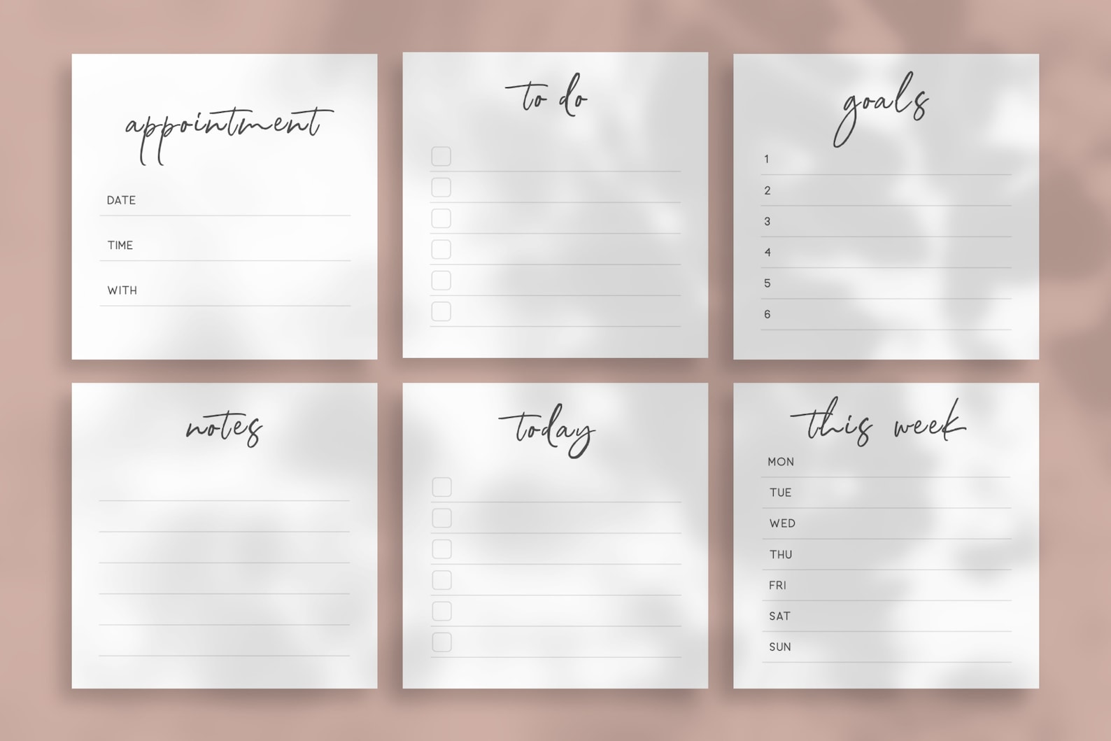 Printable Mini Productivity Planner Cards A4 A5 Letter | Etsy