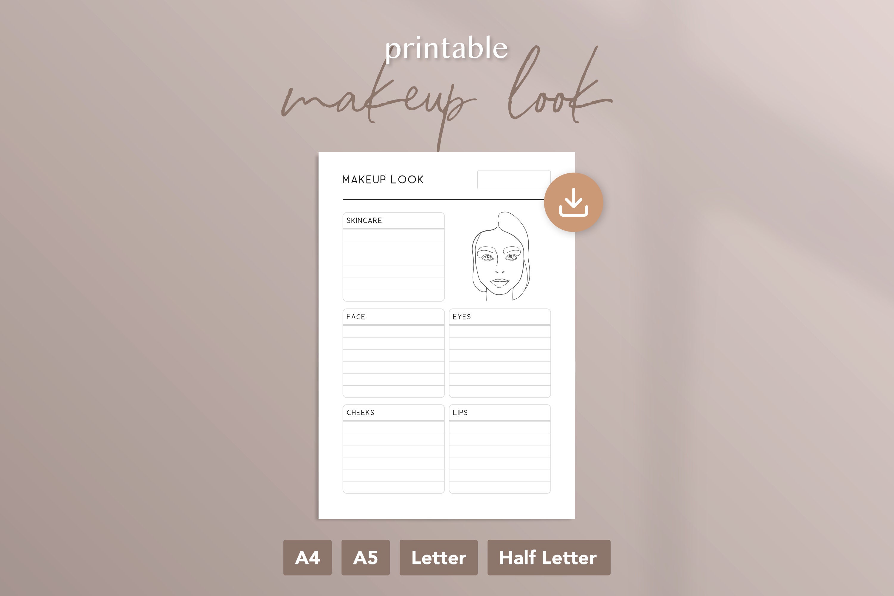 Printable Makeup Look | A4, A5, Letter, Half Letter Planner Inserts - Etsy