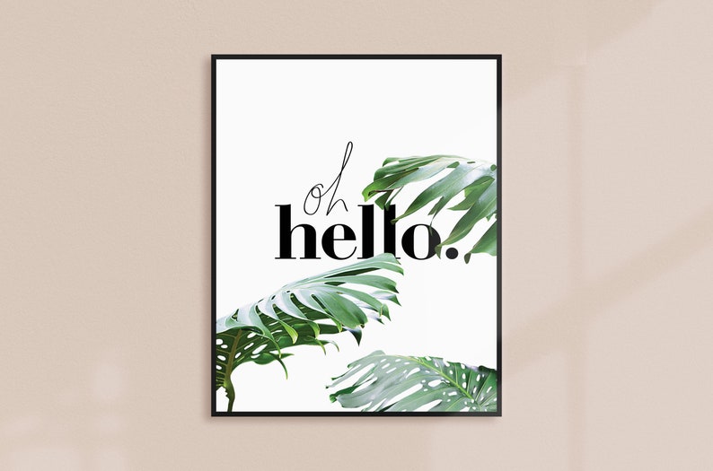 Oh Hello Poster - Printable Wall Art, Typographic Art, Instant Download ...