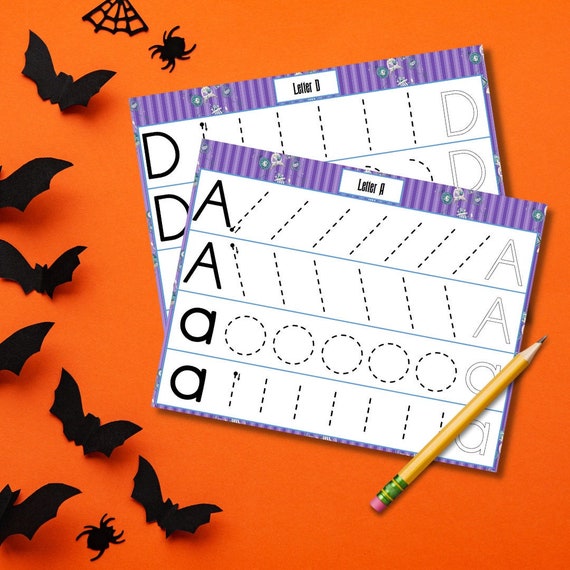 Haunted Mansion Prewriting Alphabet Worksheets - Etsy