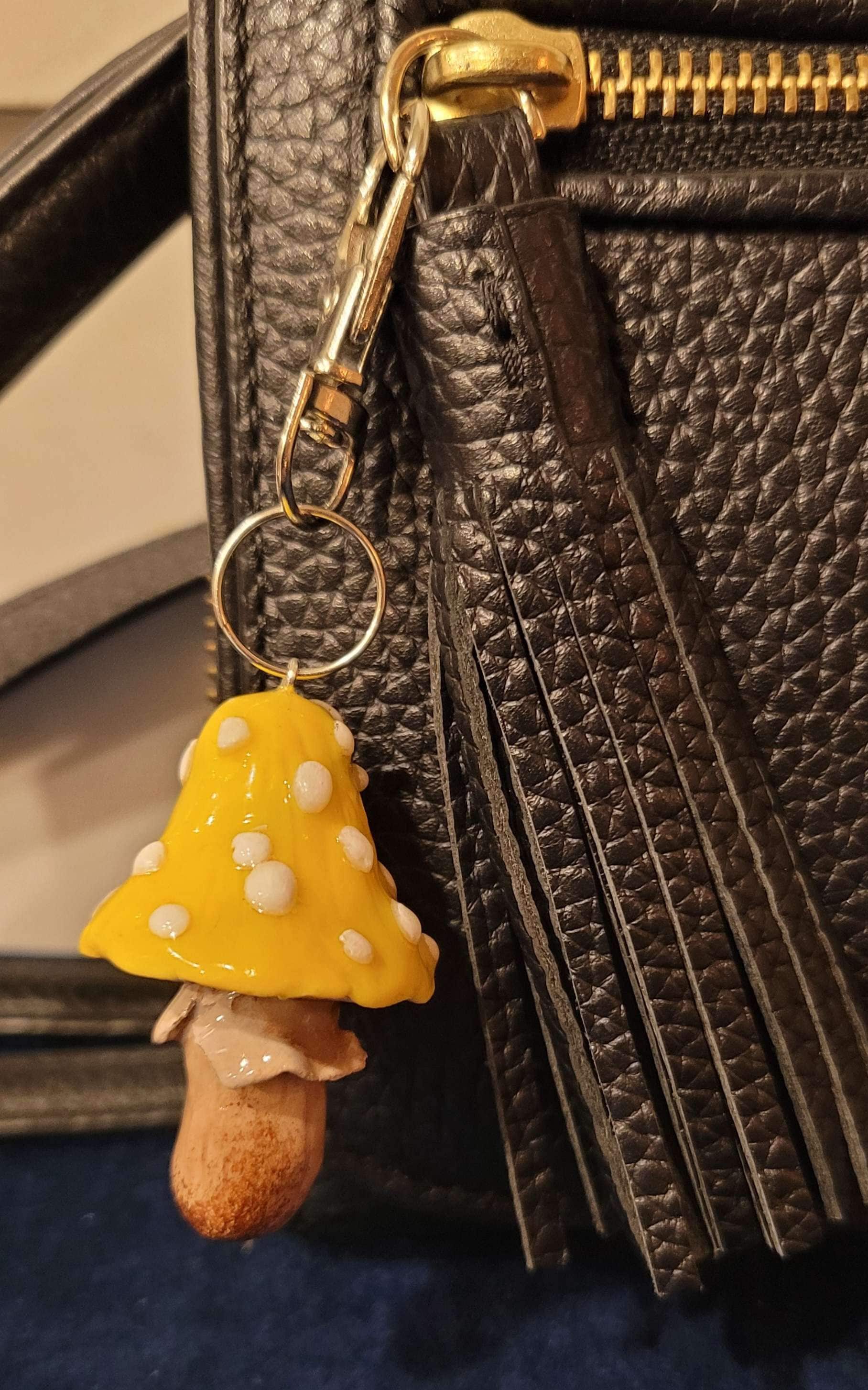Yellow Toadstool Charm Handmade Polymer Clay Charm for Bags - Etsy