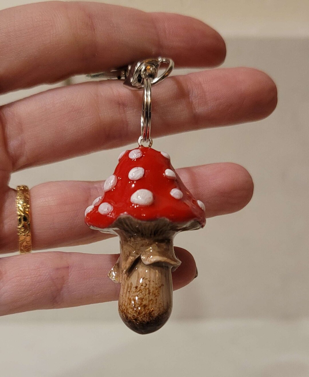 Red Toadstool Charm Handmade Polymer Clay Charm for Bags / - Etsy