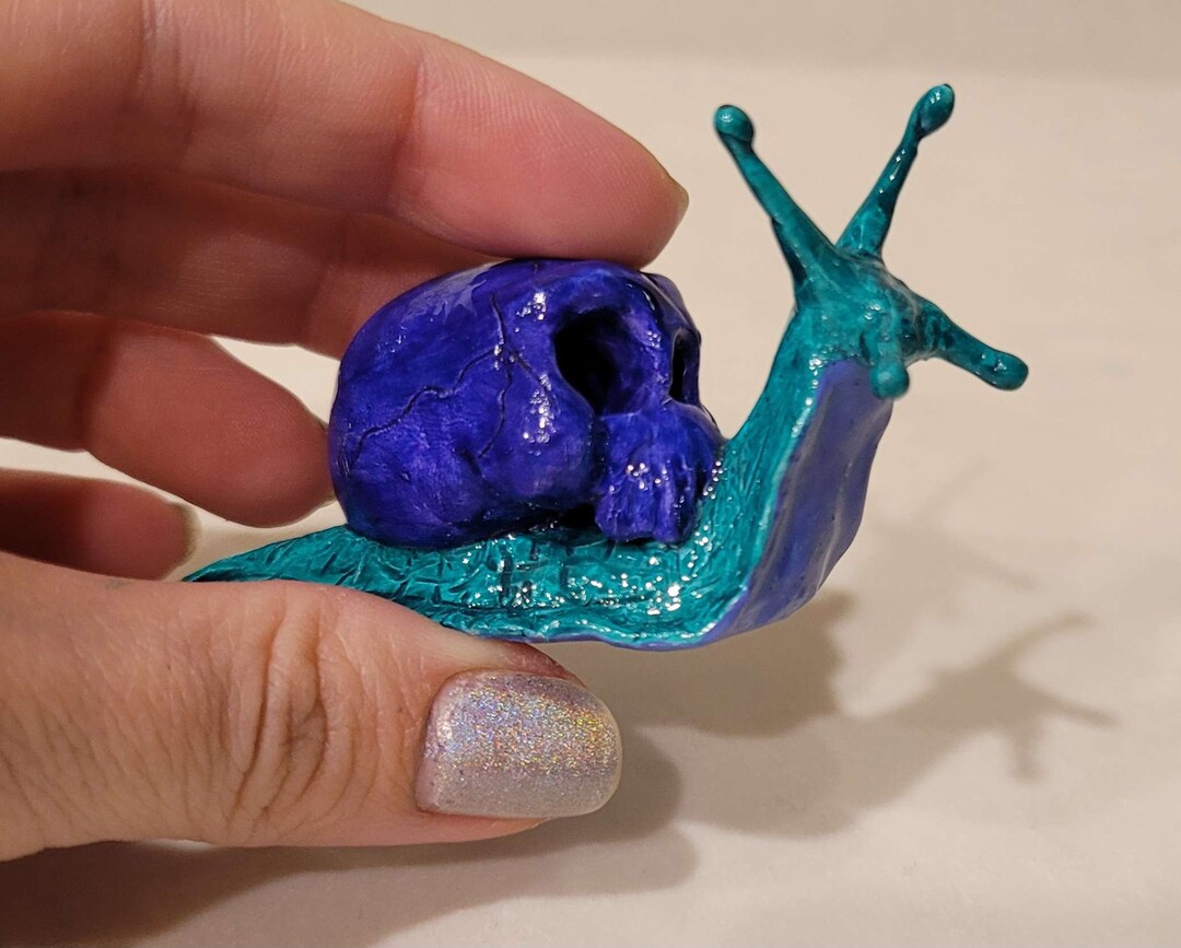 Snail With Skull Shell Handmade Polymer Clay Snail Figurine - Etsy