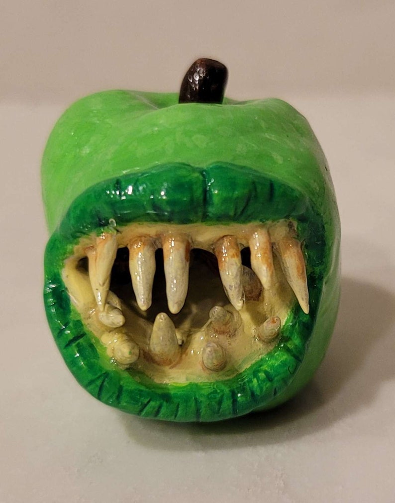 Monster Apple Fruit Creature Handmade Polymer Clay Figurine / Sculpture ...