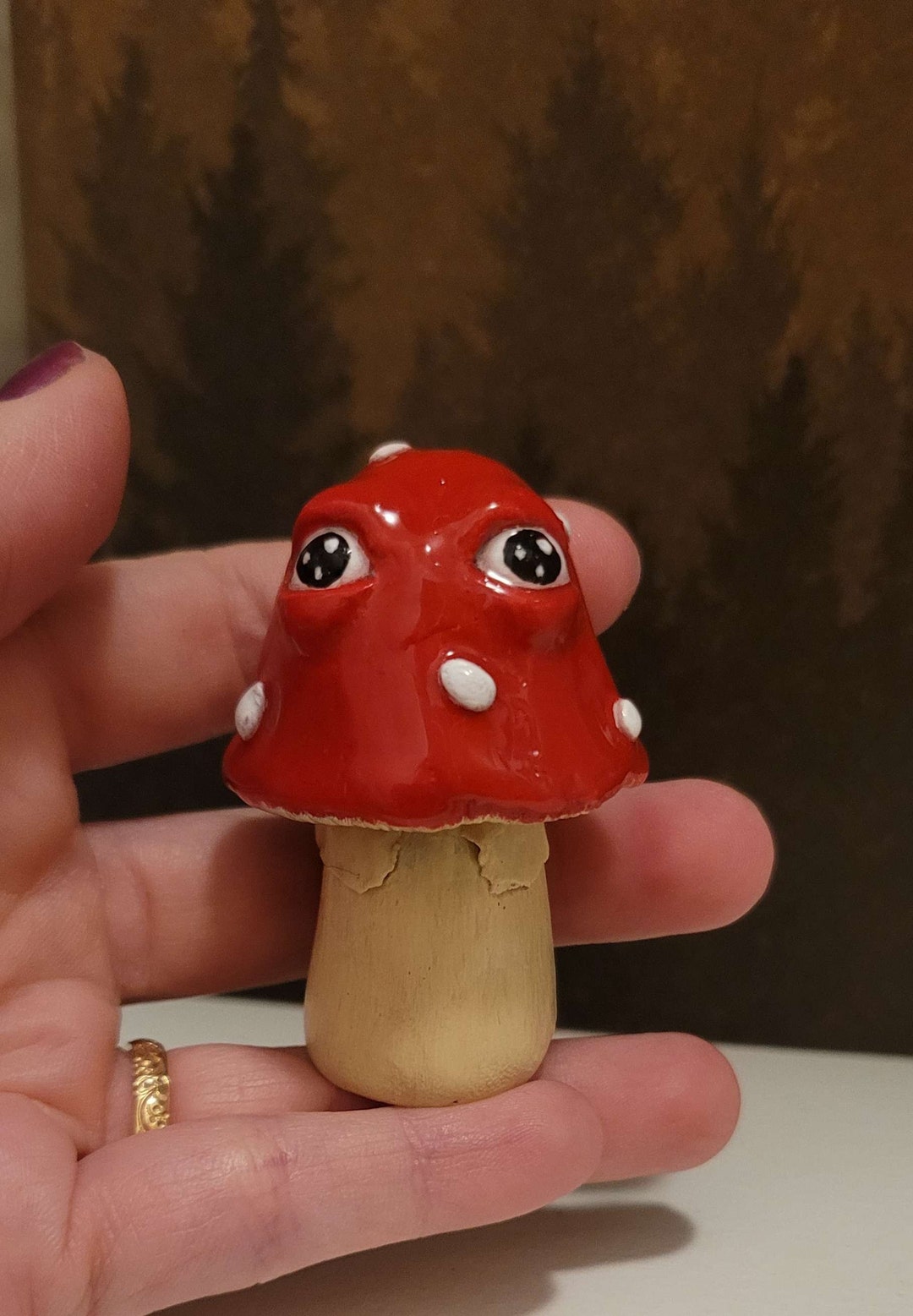 Mushroom Creature Desk Buddy Polymer Clay Toadstool Statue Sculpture - Etsy