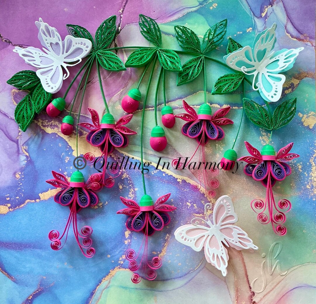Quilling “FUCHSIAS AND BUTTERFLIES” - Etsy