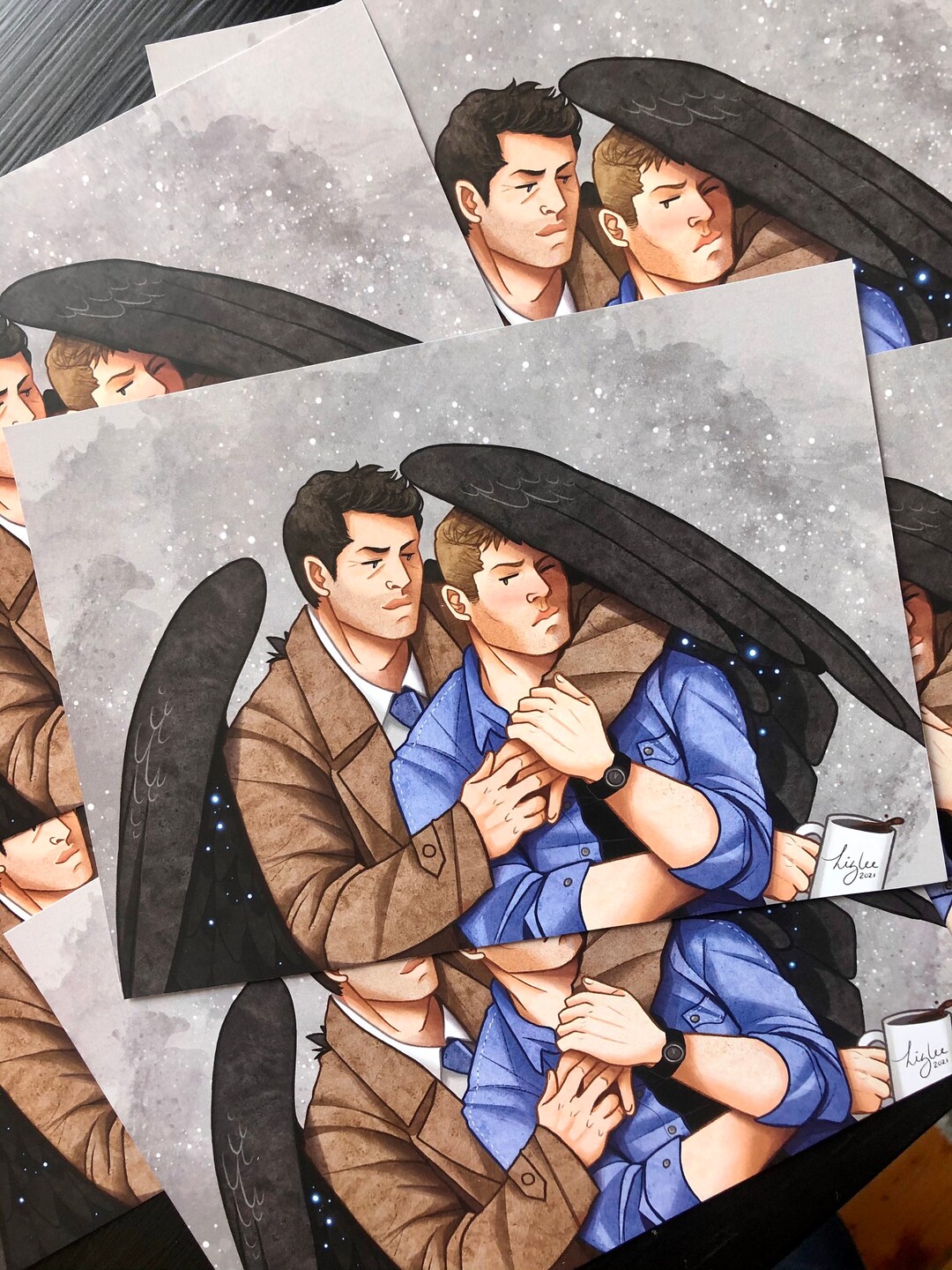 Destiel Wing Hug Print - Etsy