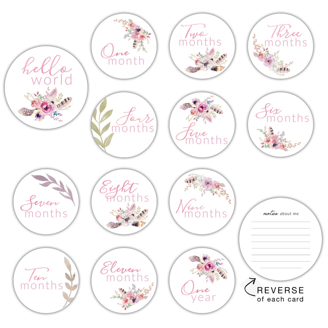 Round Baby Milestone Cards Boho Floral - Etsy