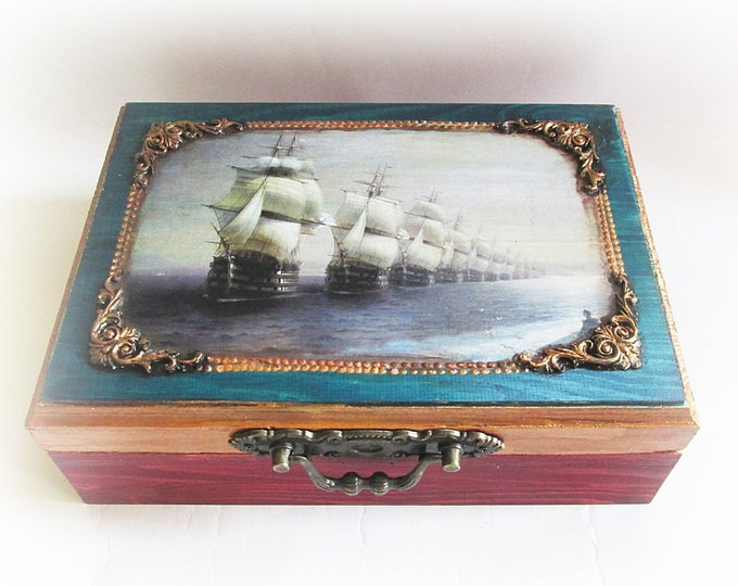 Sailboat Box Ship Box Gift for Men Cigar Box Gift for Dad Birthday Gift ...
