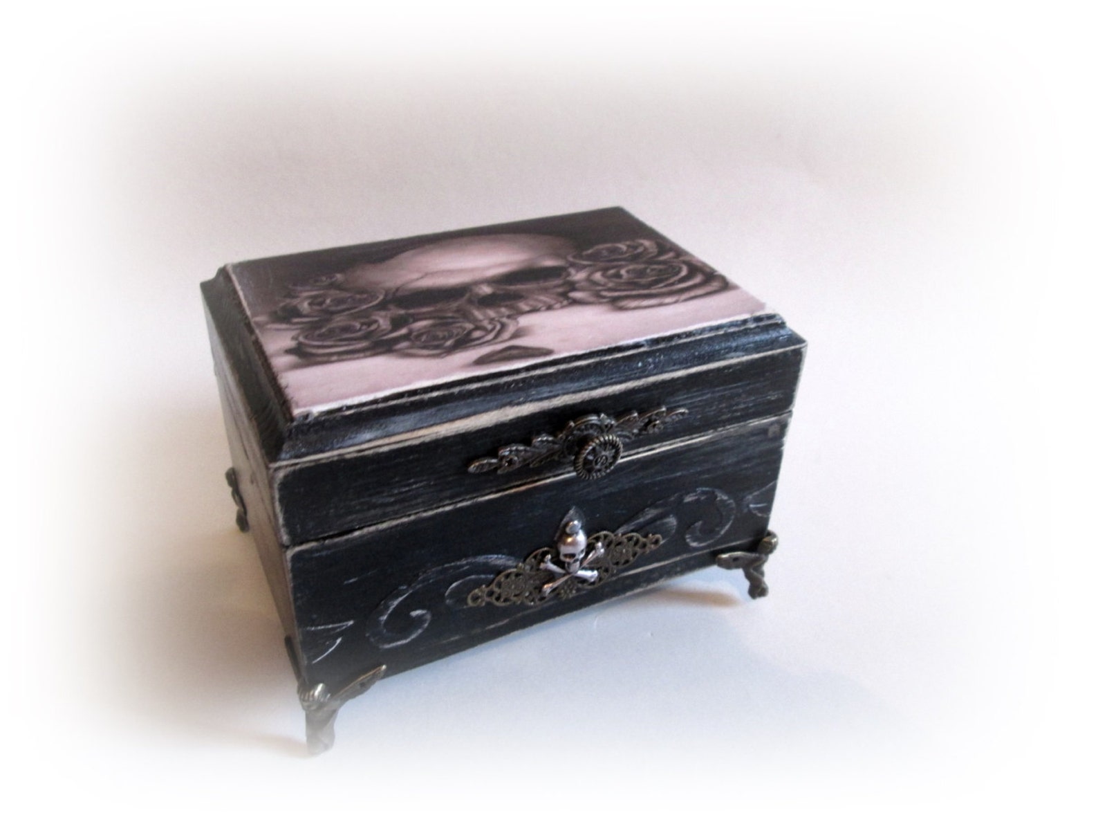 Sugar Skull Box Jewelry Box Skull and Roses Gothic Trinket Box - Etsy