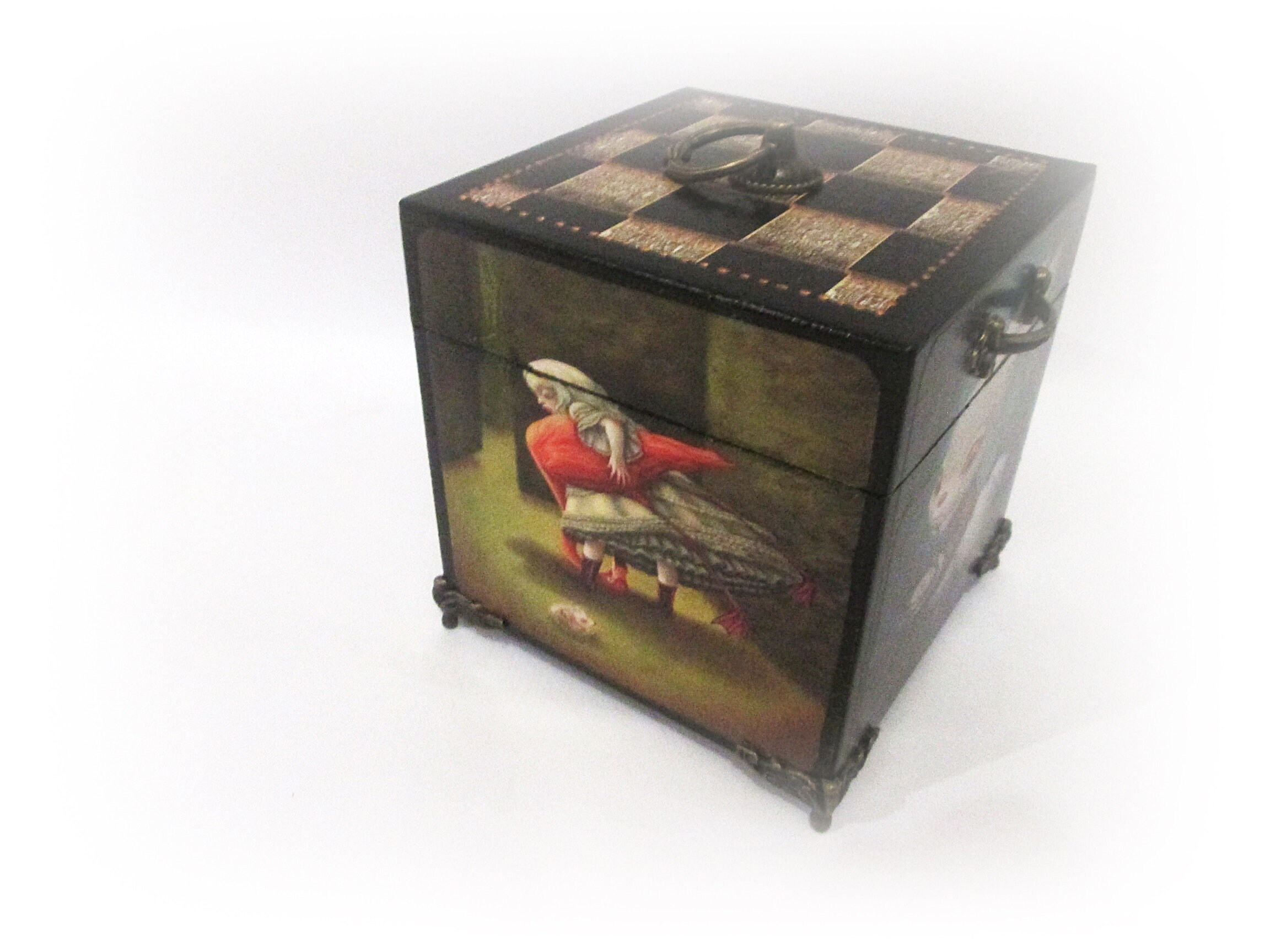 White Rabbit Trinket Box Alice in Wonderland Cube Jewelry Box - Etsy