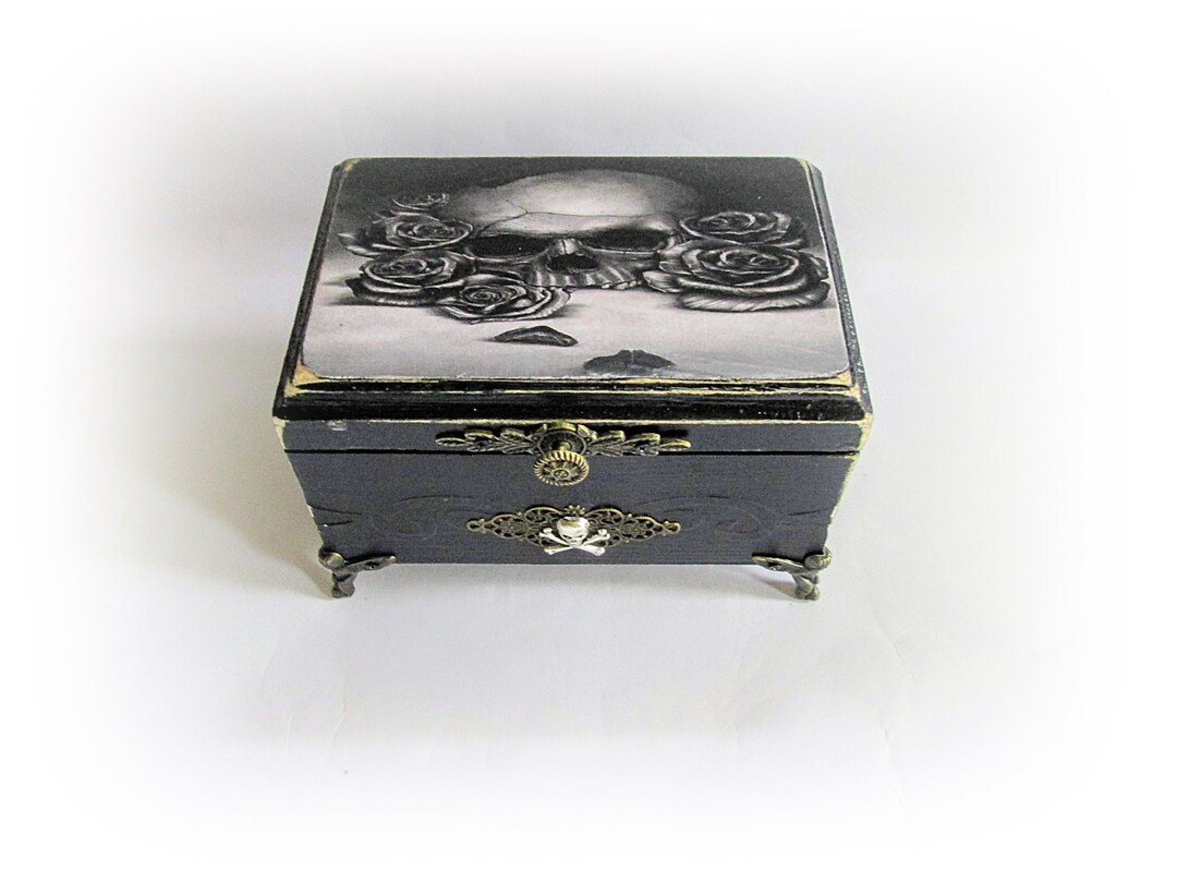 Sugar Skull Box Jewelry Box Skull and Roses Gothic Trinket Box - Etsy